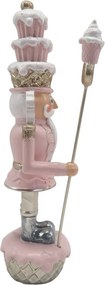 Růžová dekorace socha Louskáček s muffinky - 5*5*16 cm