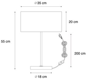 Stolní lampa mosazná s hnědým sametovým stínítkem 35 cm - Kaso