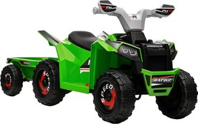 HOMCOM Dětské elektrické čtyřkolky 6V, dětský vůz, elektrické auto s přívěsem pro děti od 1.5 do 3 let, 2.5 km/h, kov, 106 x 41.5 x 48.5 cm, zelené |