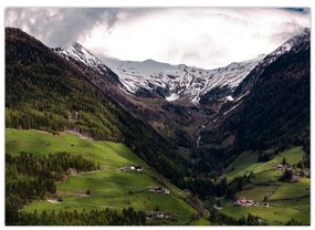 Skleněný obraz - Údolí pod horami (70x50 cm)