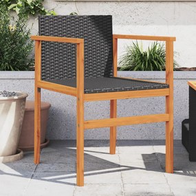 Zahradní židle 2 ks černé polyratan a masivní dřevo,  368708