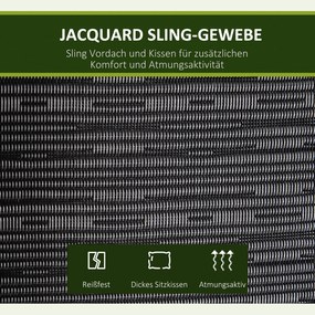 Houpačka Hollywood, 3místná zahradní houpačka, nastavitelná sluneční stříška, šedá Texteline 200 x 120 x 170 cm