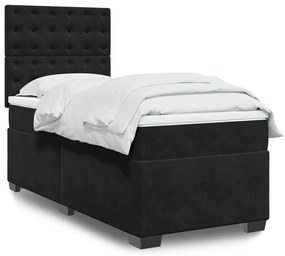 Box spring postel s matrací černá 100x200 cm samet 3293148
