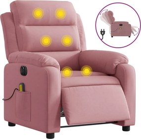 Elektrické masážní polohovací křeslo růžové samet 3205085