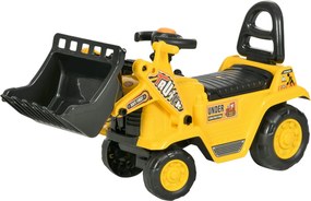HOMCOM Dětský traktor s výkopovým sedadlem a vestavěným úložným prostorem, dětský bagr s houkačkou, skluzavkový bagr, vozidlo s koly, žlutá + černá 80