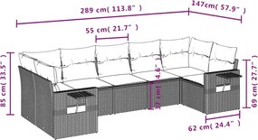 7dílná zahradní sedací souprava s poduškami černá polyratan 3220584