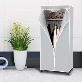 Costway Barevná šatní skříň látková s šatní tyčí – 75 × 50 × 170 cm, šedá