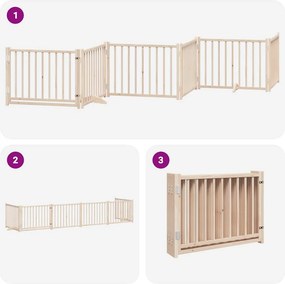 Zábrana pro psy s dvířky skládací 6 panelů 480 cm topol 3155721