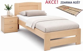 Postel s roštem Justina, 90x210cm, masiv buk