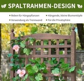 Outsunny Vysazovací Bedna s Trellis pro Květy, Vysazovací Box s Růžovým Obloukem a Podporou pro Popínavé Rostliny, Dřevo, Tmavě Hnědé 64 x 28 x 120 cm