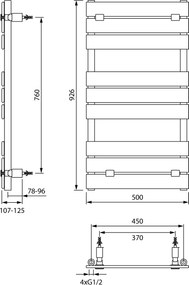 Aqualine Bondeco otopné těleso 500 x 926 mm černá mat DC592B