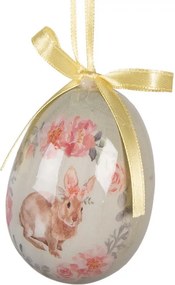 9ks dekorace barevné závěsné vajíčko s králíčky a kuřátky Spring Egg - Ø 5*8 cm
