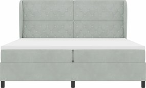Postel s boxspringem s čelo Světle šedá 200 x 200 cm samet 3340892