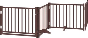 Zábrana pro psy s dvířky skládací 8 panelů hnědá 640 cm topol 3155746