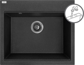 Laveo Tau, 1-komorový granitový dřez 570x500x215 mm, černá, LAV-SBT_710Y