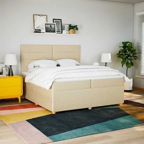 Box spring postel s matrací krémová 200x200 cm textil 3294468