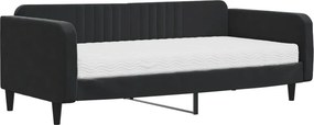 Válenda s matrací černá 100 x 200 cm samet 3197050