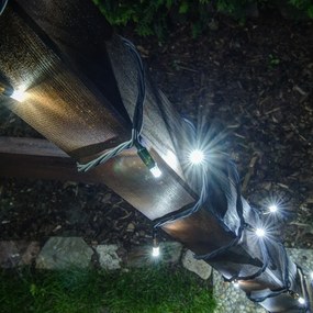 Easy Fix LED světelný řetěz, 20 m, venkovní, ledově bílá, 120 diod, černý kabel, IP67