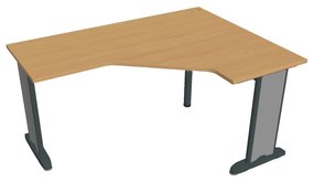 Stůl ergo lomený levý 160×120 cm - Hobis Flex FEV 60 L Dekor stolové desky: buk, Barva nohou: černá