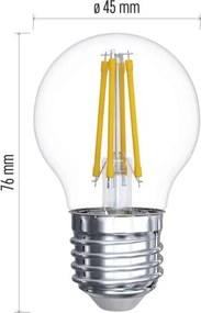 Emos lighting LED žárovka Filament Mini Globe 6W E27 teplá bílá