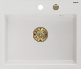 Mexen Oscar, 1-komorový granitový dřez 580x490x205 mm, bílá, 6519581000-20-G