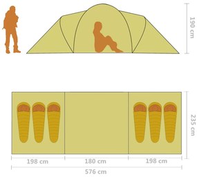 vidaXL Marketos Kempingový stan pro 6 osob modro-žlutý