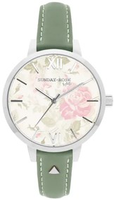 Dámské luxusní designové hodinky SUNDAY ROSE Alive GREEN LEATHE SUN-A01 GREEN LEATHE