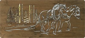 Li-Go "Koně v lese" světelný obraz s baterií 110x50 cm varianta ovládání: manuál/pohybové čidlo, provedení povrchu: dub světlý