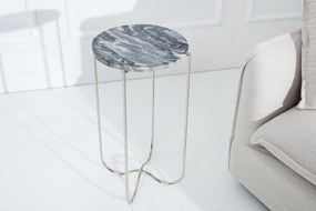 Odkládací stolek Dastus, šedý mramor, stříbrná