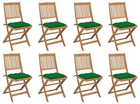 Skládací zahradní židle s poduškami 8 ks masivní akáciové dřevo,  3075133