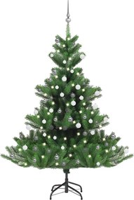 vidaXL Umělý vánoční stromek normandská jedle LED a koule zelený 180cm [3077732] Barva: Bílá