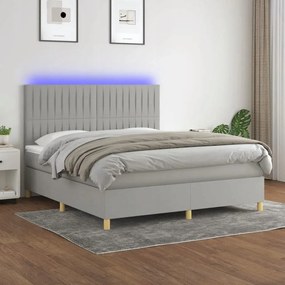 Fionshop 264253281 Box spring postel s matrací a Led světle šedá 180x200