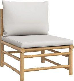 vidaXL 7dílná zahradní sedací souprava s poduškami bambus [3155085] Barva polštáře: Světle šedá