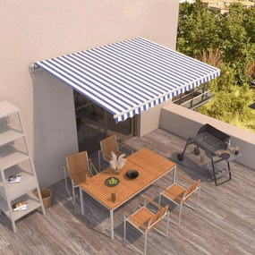 Ručně zatahovací markýza 450 x 350 cm modrobílá 3068996
