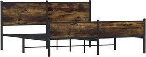 Kovový rám postele bez matrace kouřový dub 183 x 213 cm 3301388