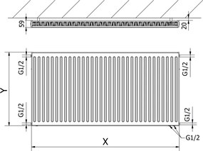 Mexen, Panelový radiátor Mexen CV11 300 x 2000 mm, spodní připojení, 978 W, bílý - W611-030-200-00