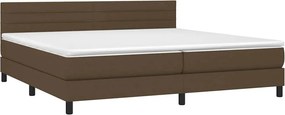 Box spring postel s matrací a LED tmavě hnědá 200x200 cm textil 3133264