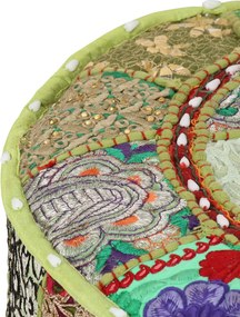 Sedací puf patchwork kulatý bavlna ruční výroba 40x20 cm zelený 246573