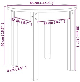 Konferenční stolek šedý Ø 45 x 40 cm masivní borové dřevo - Default Title