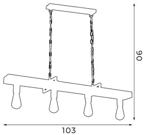 Lustr na řetězu HARD 4xE27/60W/230V
