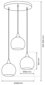 Lustr na lanku MONTE 3xE27/60W/230V matný chrom