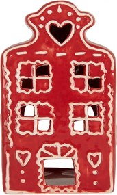 Červená perníková chaloupka na svíčku Gingerbread Cott - 8*7*13 cm