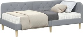 Rohový rám postele Světle šedá 90 x 200 cm textil 3394117