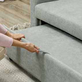 HOMCOM Rozkládací Pohovka, 2-místná Pohovka s Funkcí Spánku, Nastavitelný Opěradlo, Pohovka s Polštáři, Sametový Vzhled, Rozkládací Pohovka do Obývac…