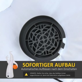 HOMCOM Samonafukující strašidelný duch, LED osvětlený Halloween dekorace, polyester, bílá, 105 x 65 x 180 cm
