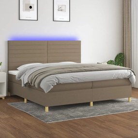 Box spring postel s matrací a LED taupe 200x200 cm textil