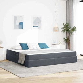 Postel s úložným prostorem a matrací Tmavě šedá 200 x 200 cm 3399743