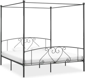 Rám postele s nebesy šedý kovový 200 x 200 cm 284446