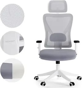 SENSE7 Tone bílo-šedá / Kancelářské ergonomické křeslo / nosnost 130 k