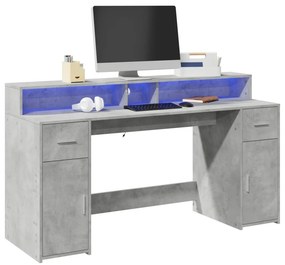 Psací stůl s LED betonově šedý 160x55x91 cm kompozitní dřevo 3309432